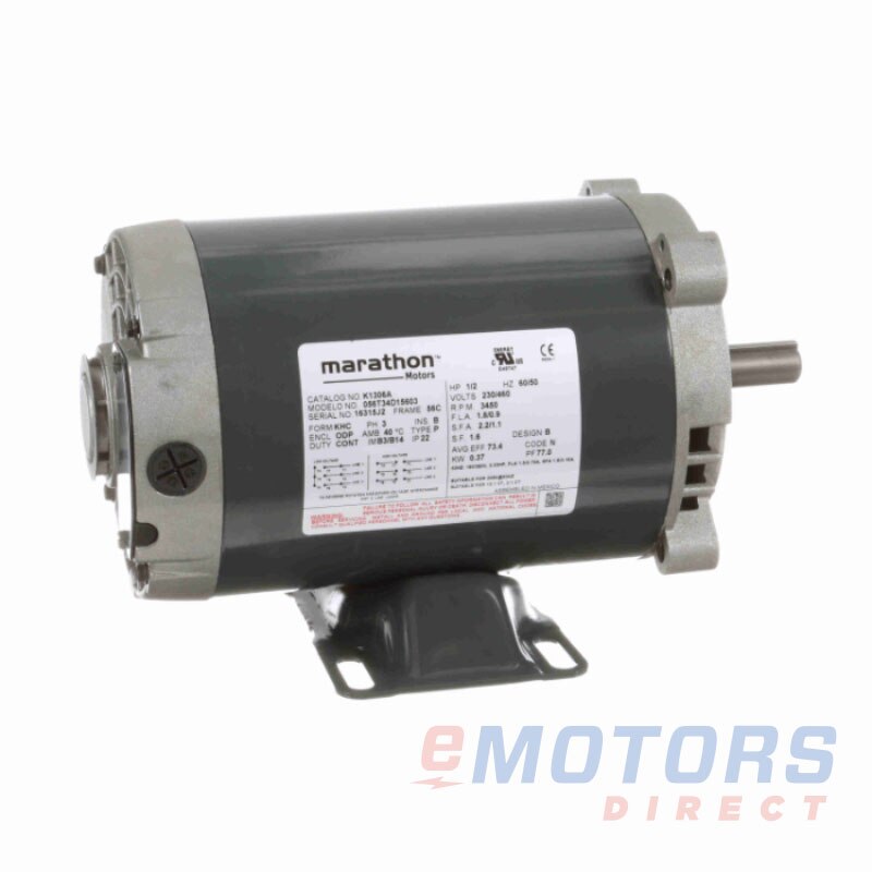 Marathon K1306A 1/2HP 56C ODP 230V|460V | eMotors Direct